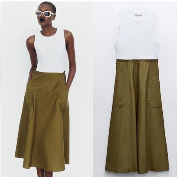 Zara | Dresses | Zara Contrast Midi Dress | Poshmark